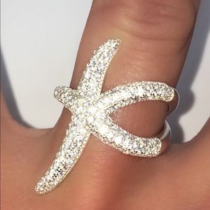 Jewelry | 925 Sterling Silver Pave Star Fish Ring Size 78 | Poshmark